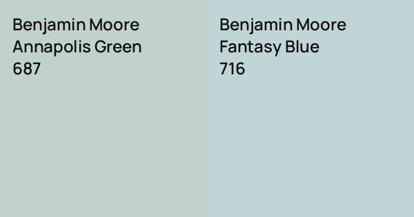 Benjamin Moore Annapolis Green vs. Benjamin Moore Fantasy Blue comparison