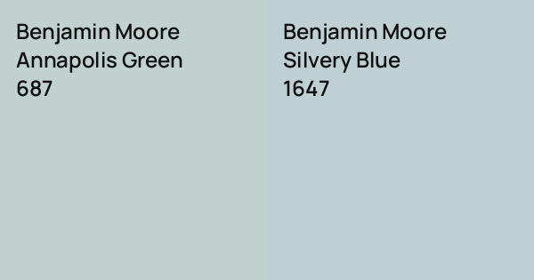 Benjamin Moore Annapolis Green vs. Benjamin Moore Silvery Blue comparison