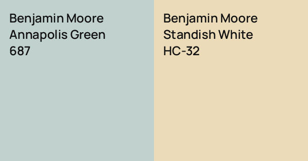 Benjamin Moore Annapolis Green vs. Benjamin Moore Standish White comparison