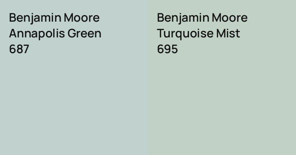 Benjamin Moore Annapolis Green vs. Benjamin Moore Turquoise Mist comparison