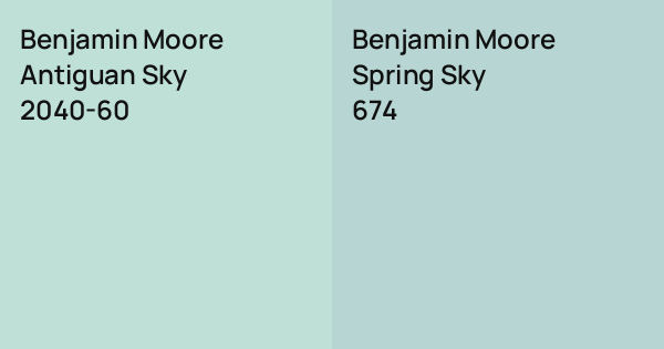 Benjamin Moore Antiguan Sky vs. Benjamin Moore Spring Sky comparison