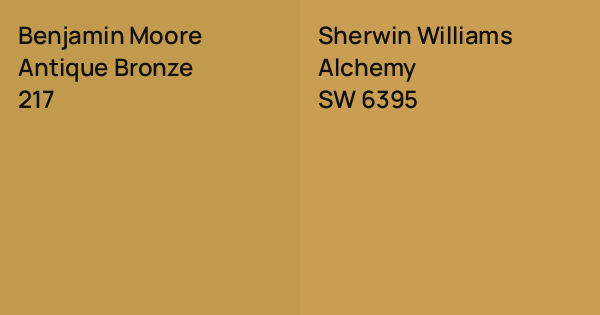 Benjamin Moore Antique Bronze vs. Sherwin Williams Alchemy comparison