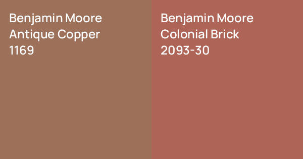 Benjamin Moore Antique Copper vs. Benjamin Moore Colonial Brick comparison
