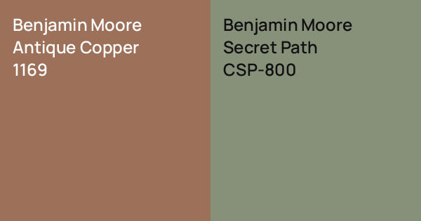 Benjamin Moore Antique Copper vs. Benjamin Moore Secret Path comparison
