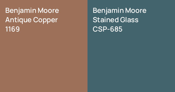 Benjamin Moore Antique Copper vs. Benjamin Moore Stained Glass comparison