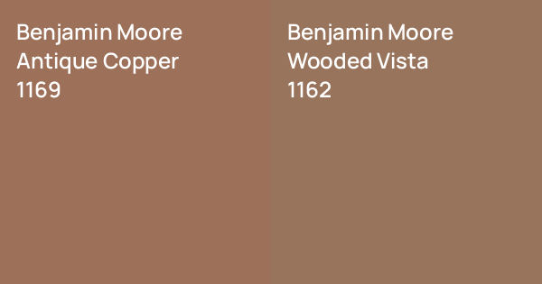 Benjamin Moore Antique Copper vs. Benjamin Moore Wooded Vista comparison