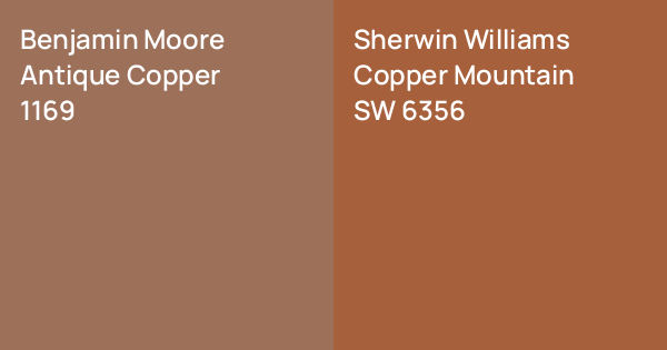 Benjamin Moore Antique Copper vs. Sherwin Williams Copper Mountain ...