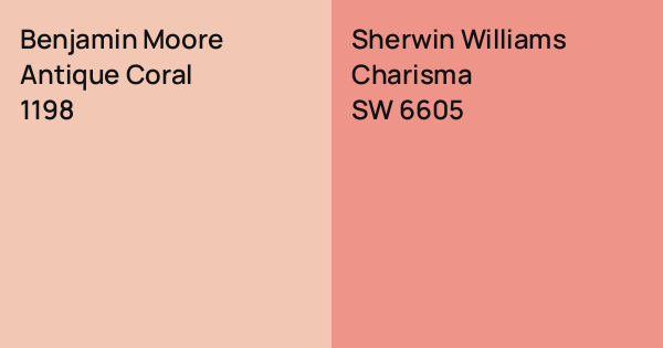 Benjamin Moore Antique Coral vs. Sherwin Williams Charisma comparison