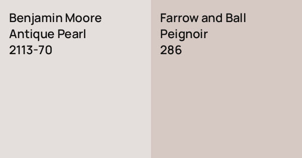 Benjamin Moore Antique Pearl vs. Farrow and Ball Peignoir comparison