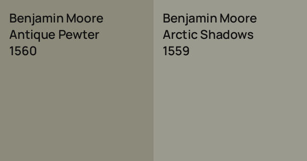 Benjamin Moore Antique Pewter vs. Benjamin Moore Arctic Shadows comparison
