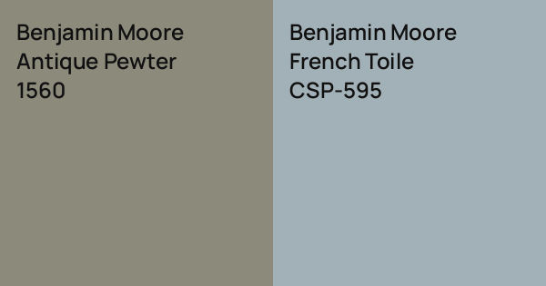 Benjamin Moore Antique Pewter vs. Benjamin Moore French Toile comparison
