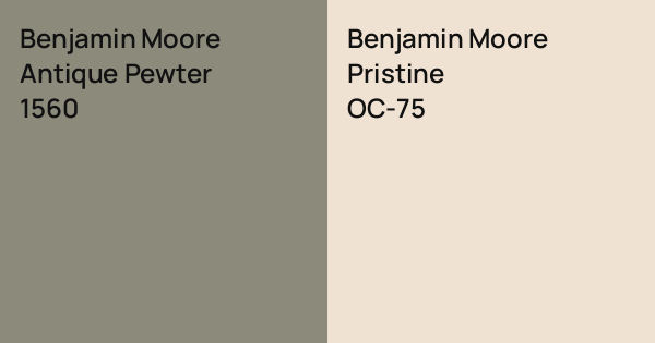 Benjamin Moore Antique Pewter vs. Benjamin Moore Pristine comparison