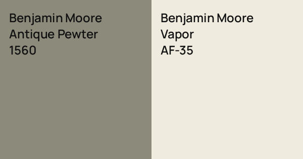 Benjamin Moore Antique Pewter vs. Benjamin Moore Vapor comparison