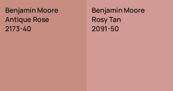 Benjamin Moore Antique Rose vs. Benjamin Moore Rosy Tan comparison