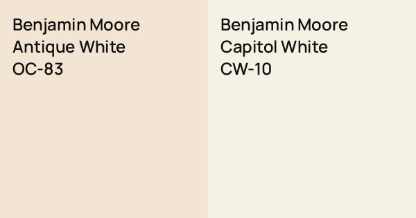 Benjamin Moore Antique White vs. Benjamin Moore Capitol White comparison