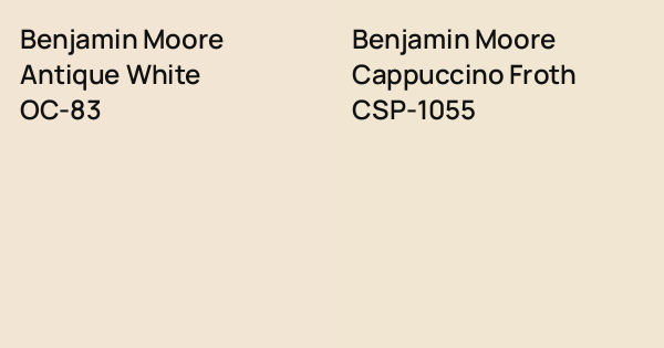 Benjamin Moore Antique White vs. Benjamin Moore Cappuccino Froth comparison