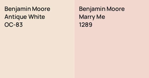 Benjamin Moore Antique White vs. Benjamin Moore Marry Me comparison
