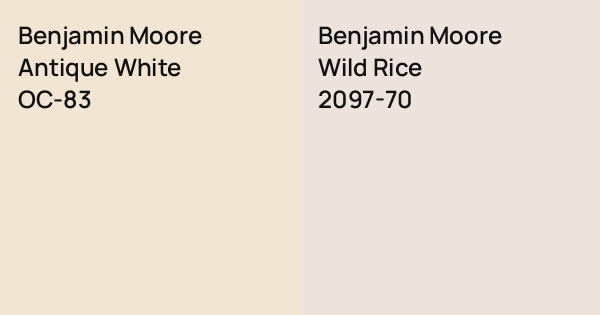 Benjamin Moore Antique White vs. Benjamin Moore Wild Rice comparison
