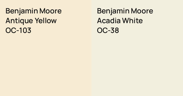 Benjamin Moore Antique Yellow vs. Benjamin Moore Acadia White comparison