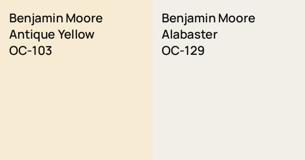 Benjamin Moore Antique Yellow vs. Benjamin Moore Alabaster comparison