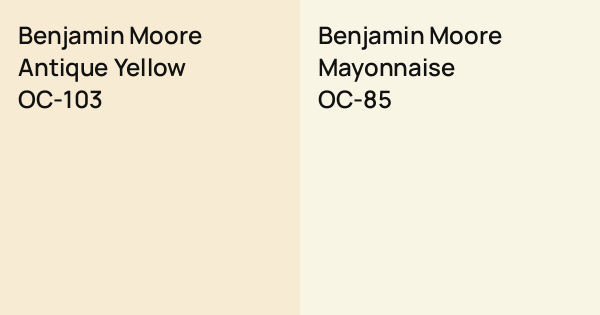 Benjamin Moore Antique Yellow vs. Benjamin Moore Mayonnaise comparison