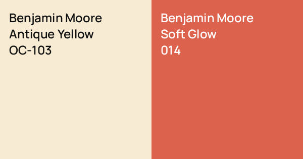 Benjamin Moore Antique Yellow vs. Benjamin Moore Soft Glow comparison