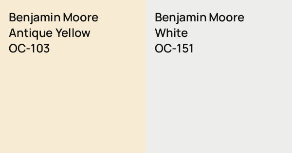 Benjamin Moore Antique Yellow vs. Benjamin Moore White comparison