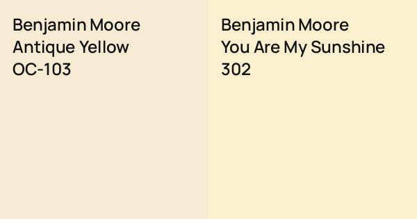 Benjamin Moore Antique Yellow vs. Benjamin Moore You Are My Sunshine ...