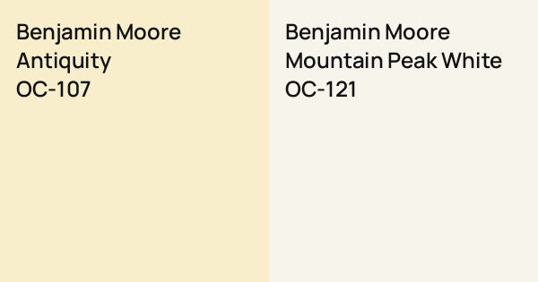 Benjamin Moore Antiquity vs. Benjamin Moore Mountain Peak White comparison