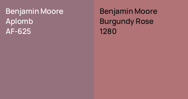 Benjamin Moore Aplomb vs. Benjamin Moore Burgundy Rose comparison