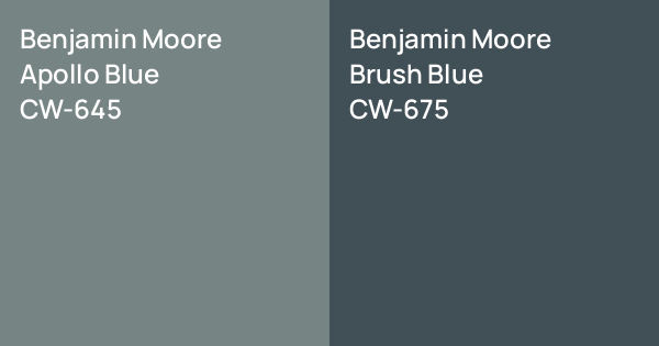 Benjamin Moore Apollo Blue vs. Benjamin Moore Brush Blue comparison