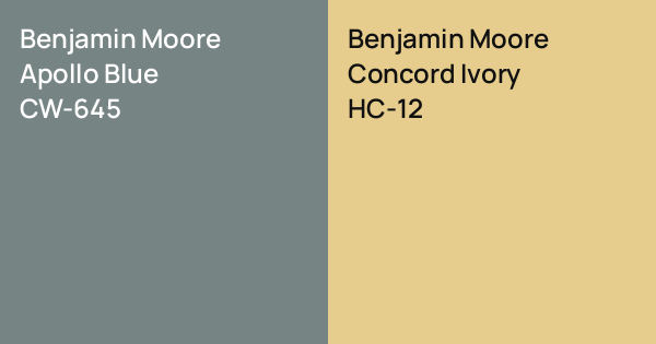 Benjamin Moore Apollo Blue vs. Benjamin Moore Concord Ivory comparison