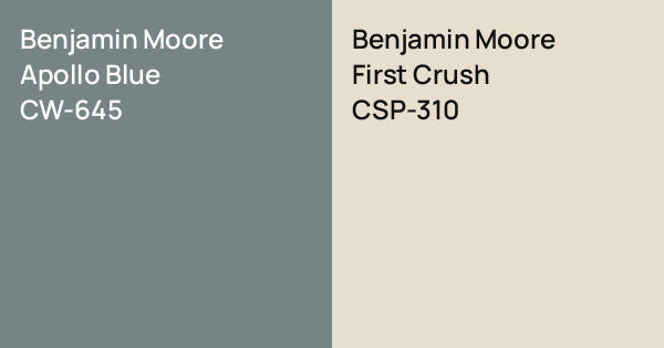 Benjamin Moore Apollo Blue vs. Benjamin Moore First Crush comparison