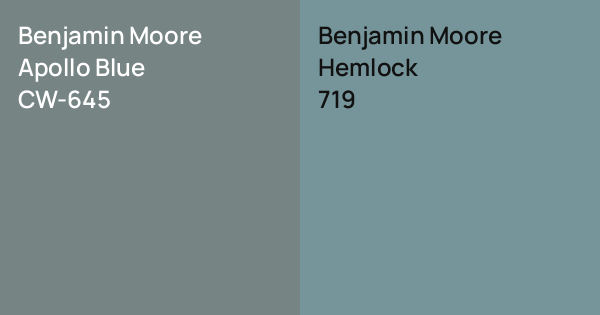 Benjamin Moore Apollo Blue vs. Benjamin Moore Hemlock comparison
