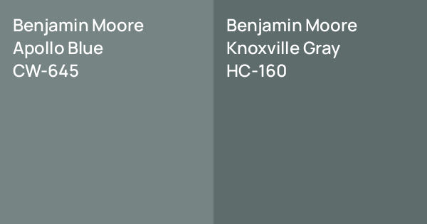 Benjamin Moore Apollo Blue vs. Benjamin Moore Knoxville Gray comparison