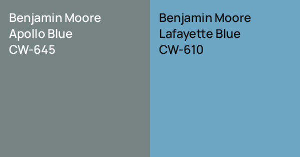 Benjamin Moore Apollo Blue vs. Benjamin Moore Lafayette Blue comparison