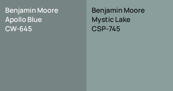 Benjamin Moore Apollo Blue vs. Benjamin Moore Mystic Lake comparison