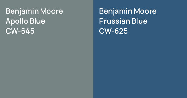 Benjamin Moore Apollo Blue vs. Benjamin Moore Prussian Blue comparison