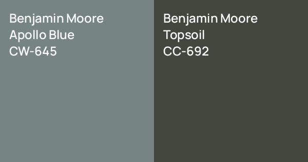 Benjamin Moore Apollo Blue vs. Benjamin Moore Topsoil comparison