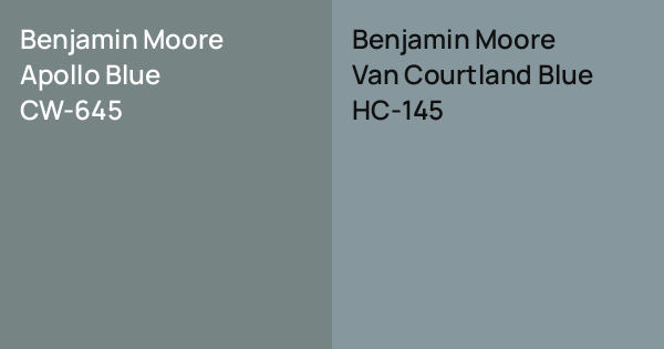 Benjamin Moore Apollo Blue vs. Benjamin Moore Van Courtland Blue comparison