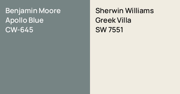 Benjamin Moore Apollo Blue vs. Sherwin Williams Greek Villa comparison