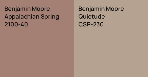 Benjamin Moore Appalachian Spring vs. Benjamin Moore Quietude comparison