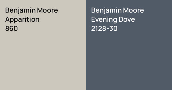 Benjamin Moore Apparition vs. Benjamin Moore Evening Dove comparison