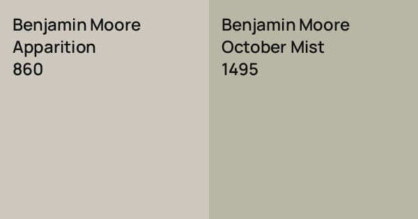 Benjamin Moore Apparition vs. Benjamin Moore October Mist comparison