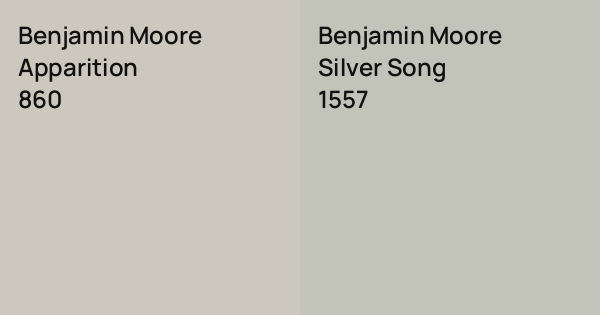 Benjamin Moore Apparition vs. Benjamin Moore Silver Song comparison