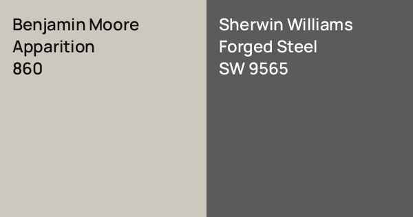 Benjamin Moore Apparition vs. Sherwin Williams Forged Steel comparison