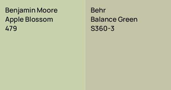 Benjamin Moore Apple Blossom vs. Behr Balance Green comparison