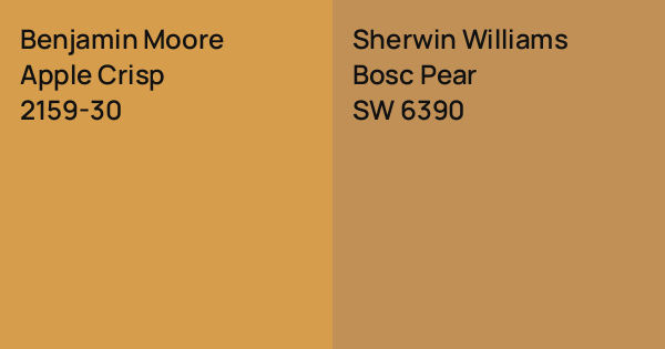 Benjamin Moore Apple Crisp vs. Sherwin Williams Bosc Pear comparison