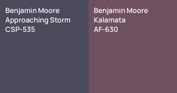 Benjamin Moore Approaching Storm vs. Benjamin Moore Kalamata comparison