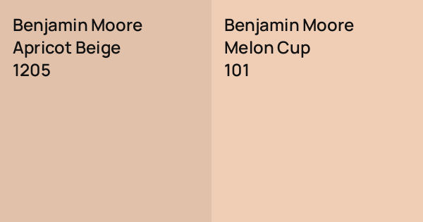 Benjamin Moore Apricot Beige vs. Benjamin Moore Melon Cup comparison